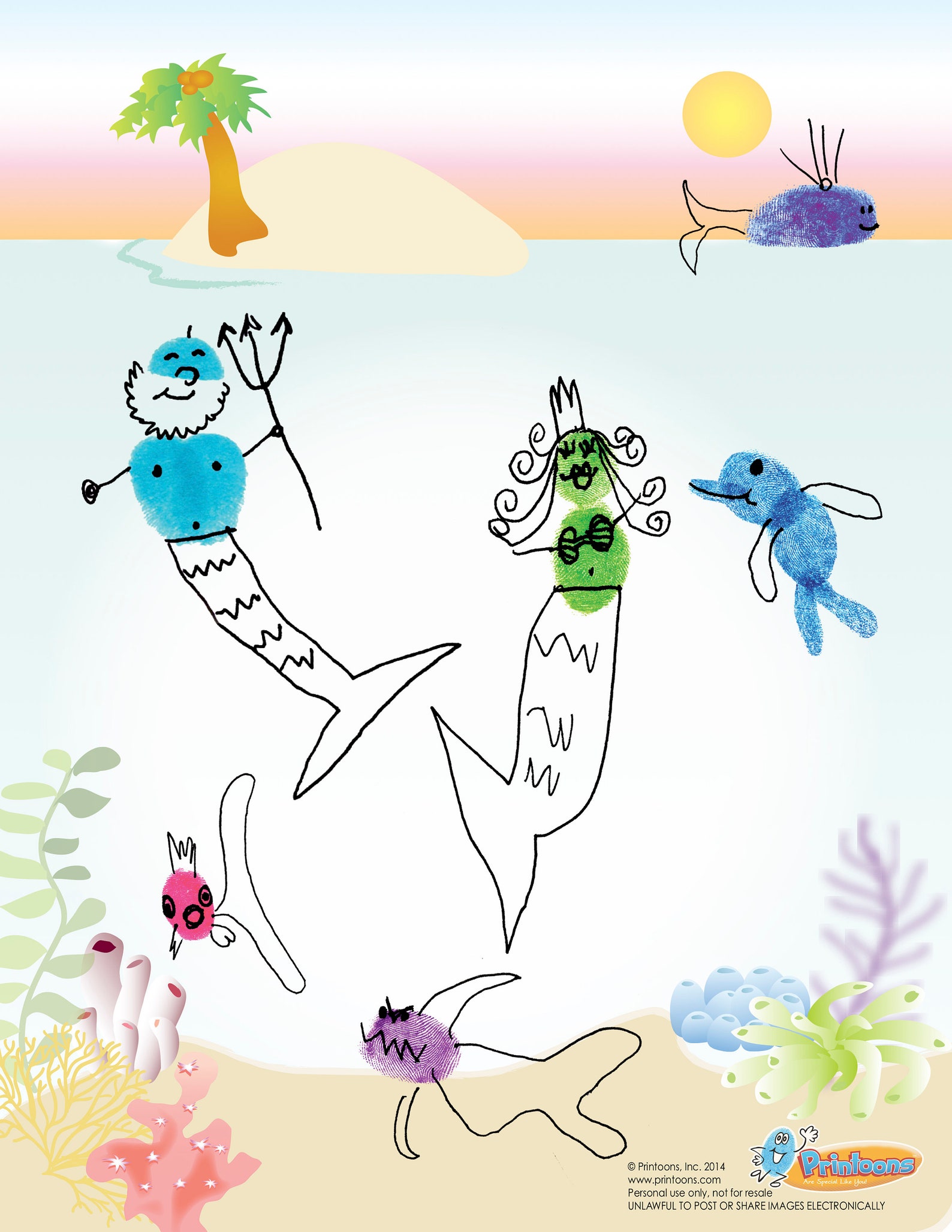SEA CRAFTS FINGERPRINT Art, Diy Under the Sea, Under the Sea Worksheets ...