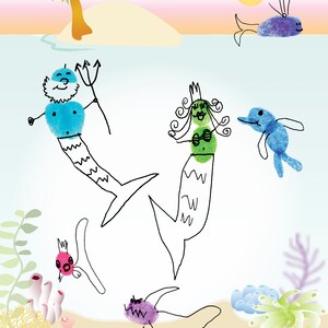 SEA CRAFTS FINGERPRINT Art, Diy Under the Sea, Under the Sea Worksheets ...