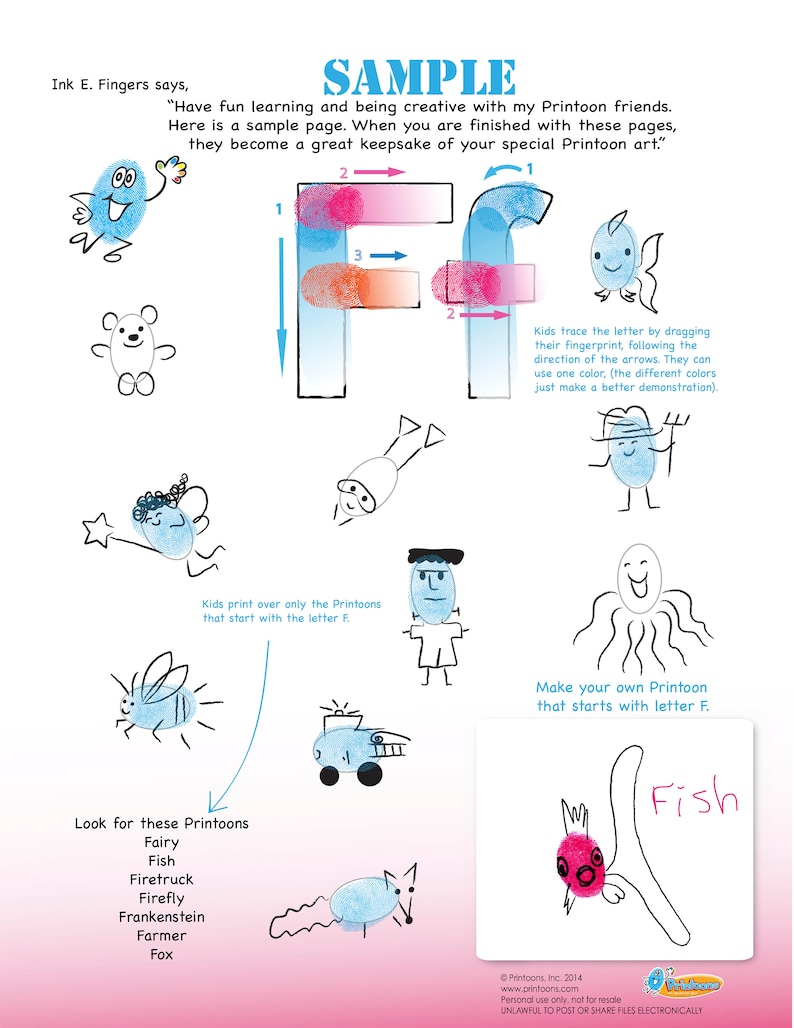 ALPHABET SOUNDS THUMBPRINT Art, Preschool Alphabet Worksheets, Learn ...