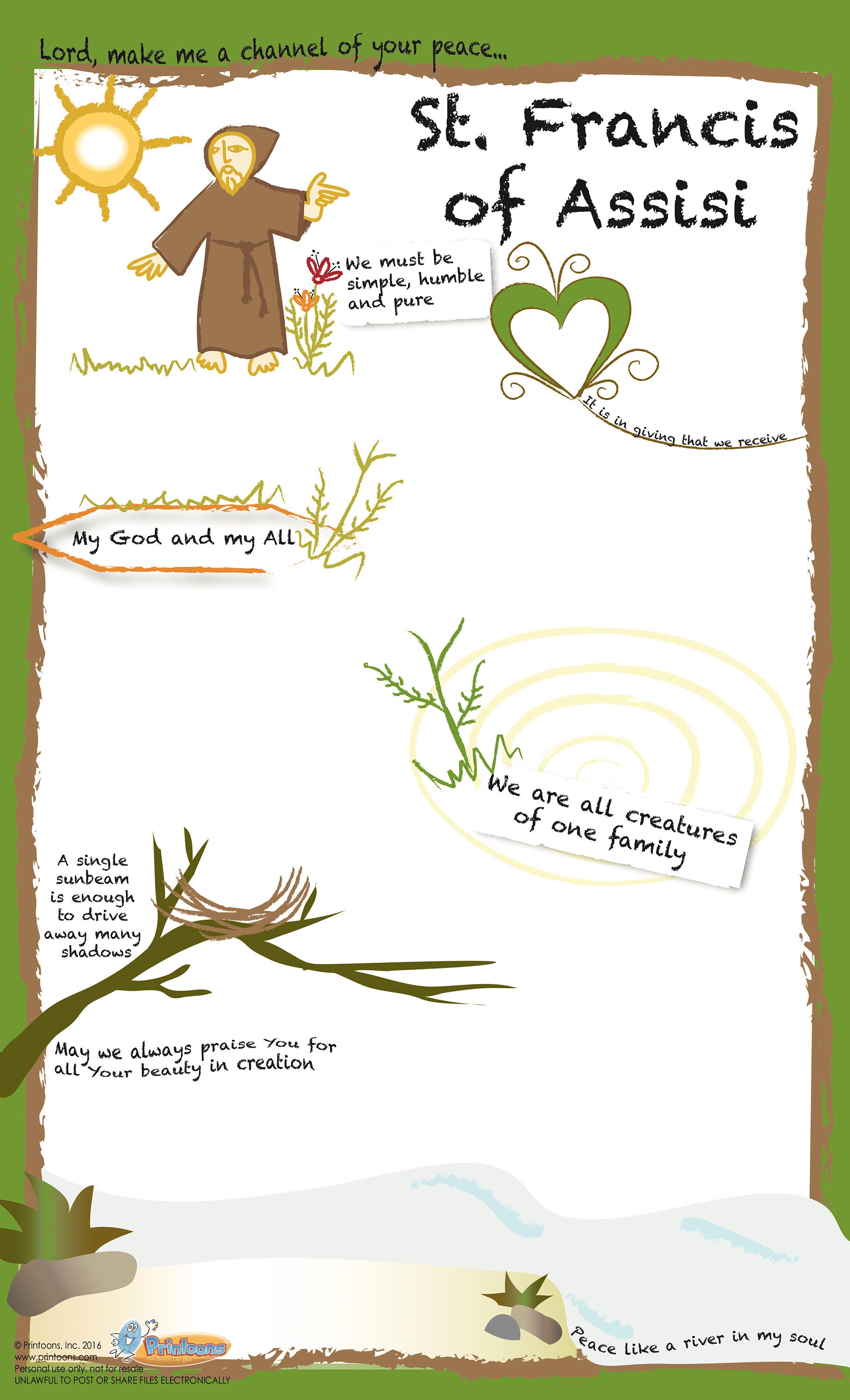 ST FRANCIS POSTERS Fingerprint Art Digital Download Kit, Animal Lover ...