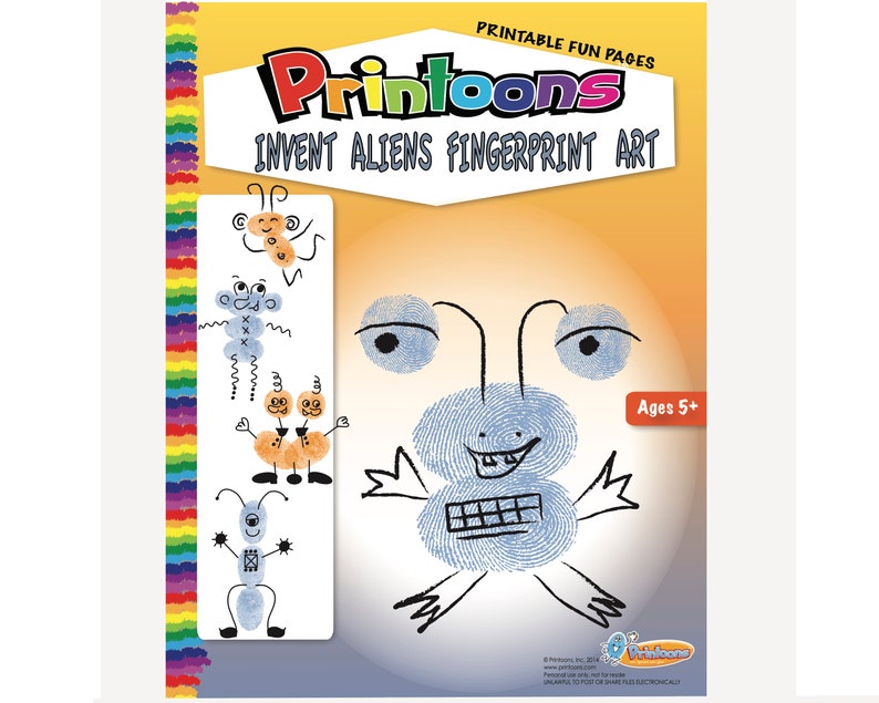 ALIENS INVENT Your Own Fingerprint Art, Outer Space Fingerprint Art, U ...