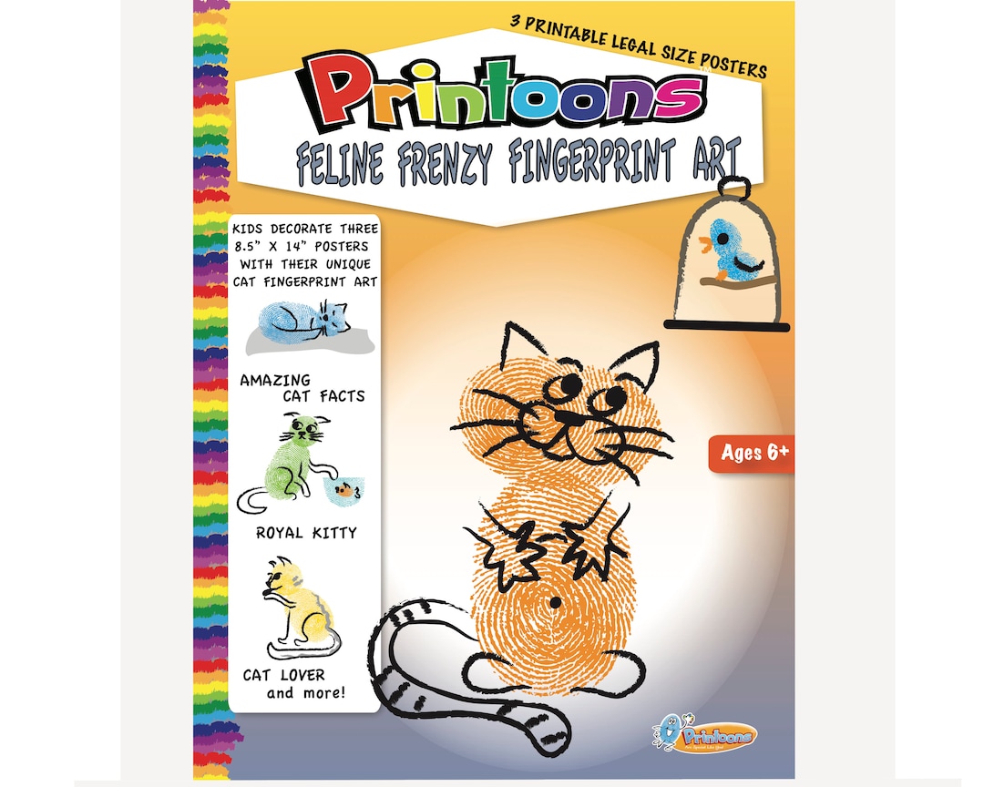 CAT POSTERS Fingerprint Art, Cat Fingerprint Art Party Fun, Feline ...