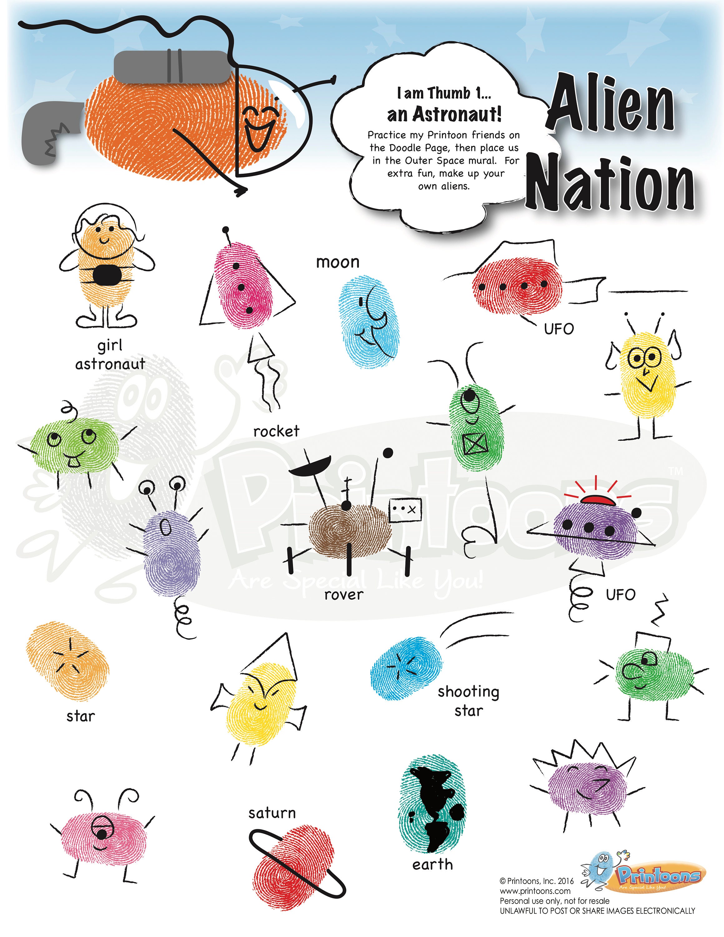 ALIENS THUMBPRINT Art Outer Space Fingerprint Art U.F.O | Etsy