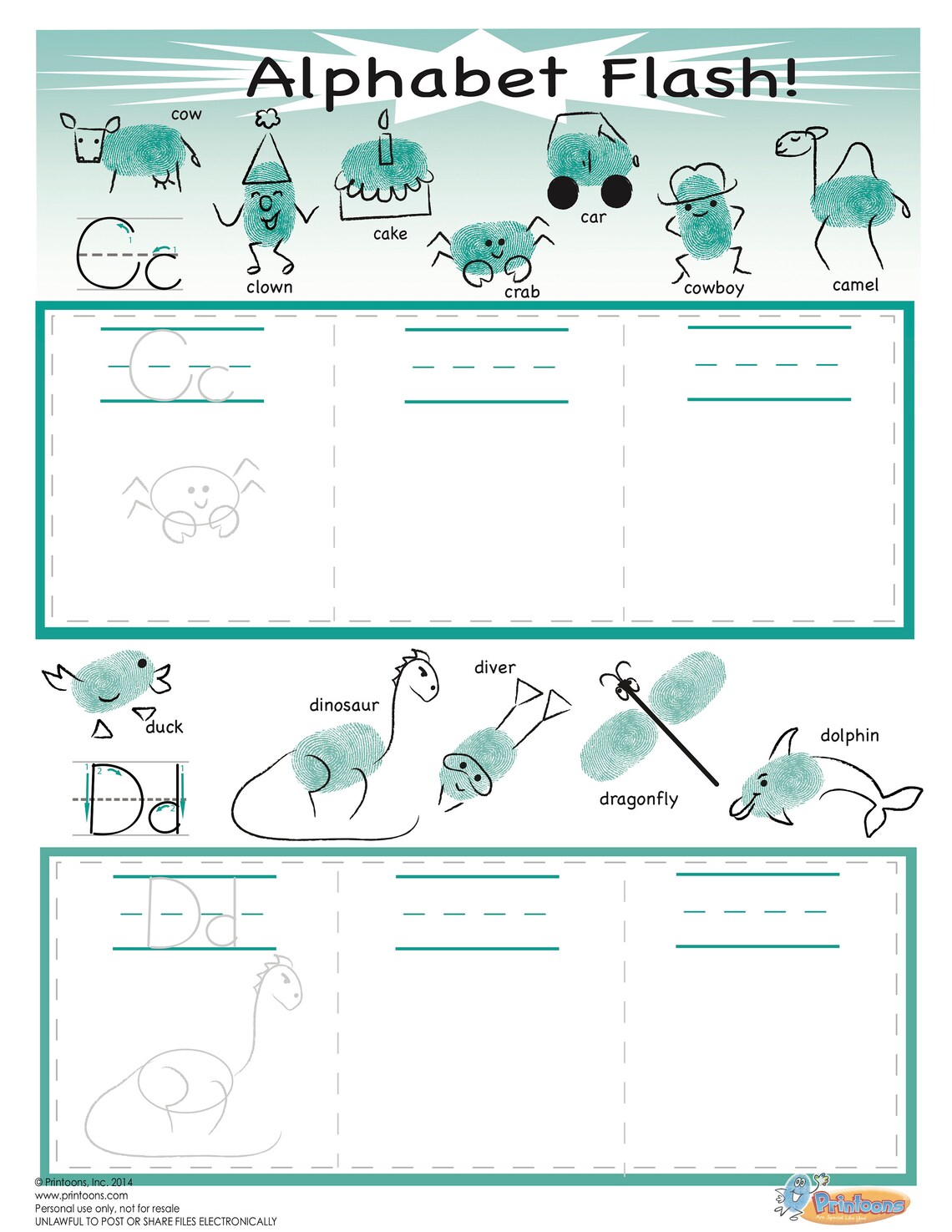 ALPHABET FLASH Cards Thumbprint Art and Letter Forming Learn | Etsy