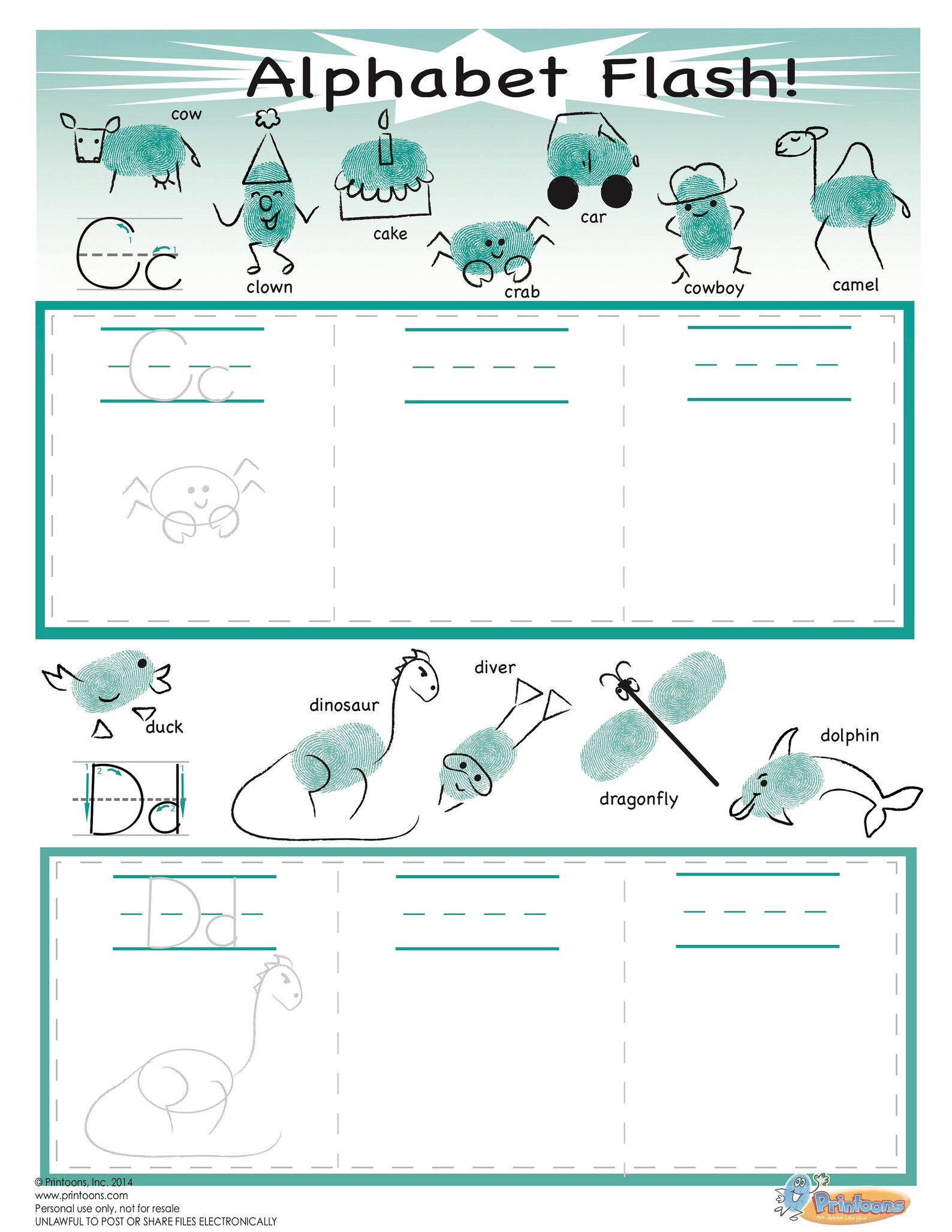 ALPHABET FLASH Cards Thumbprint Art and Letter Forming Learn - Etsy