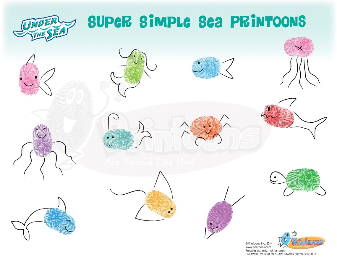 SEA LEARNING THUMBPRINT Art Under the Sea Fingerprint Art - Etsy
