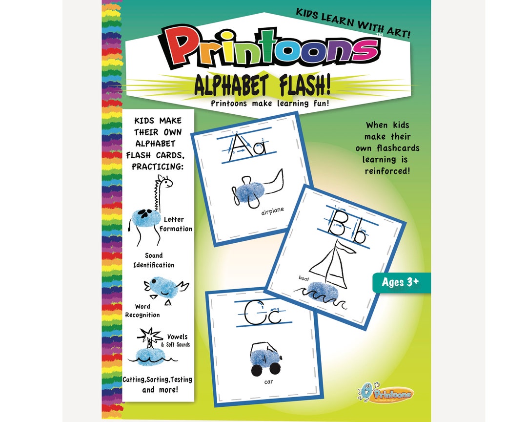 ALPHABET FLASH Cards Thumbprint Art and Letter Forming, Learn Alphabet ...