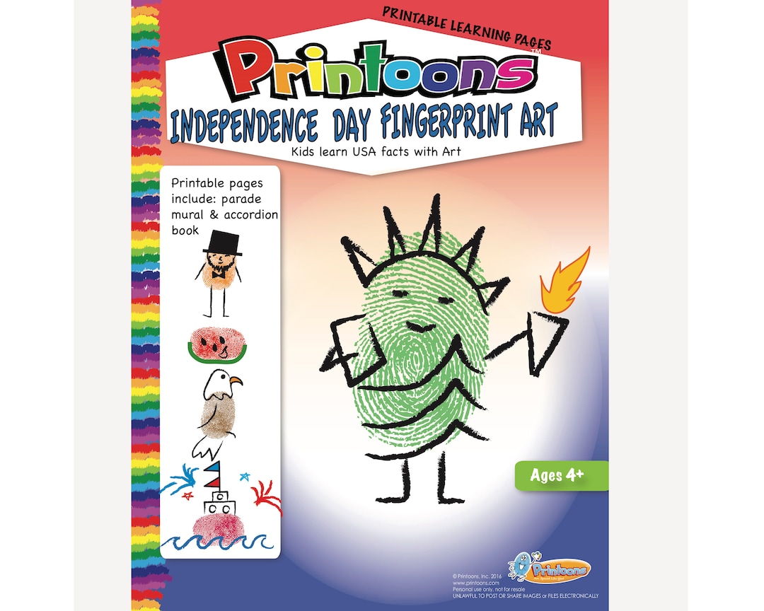 4TH of JULY THUMBPRINT Art, U.S.A Fingerprint Art, America Fingerprint ...