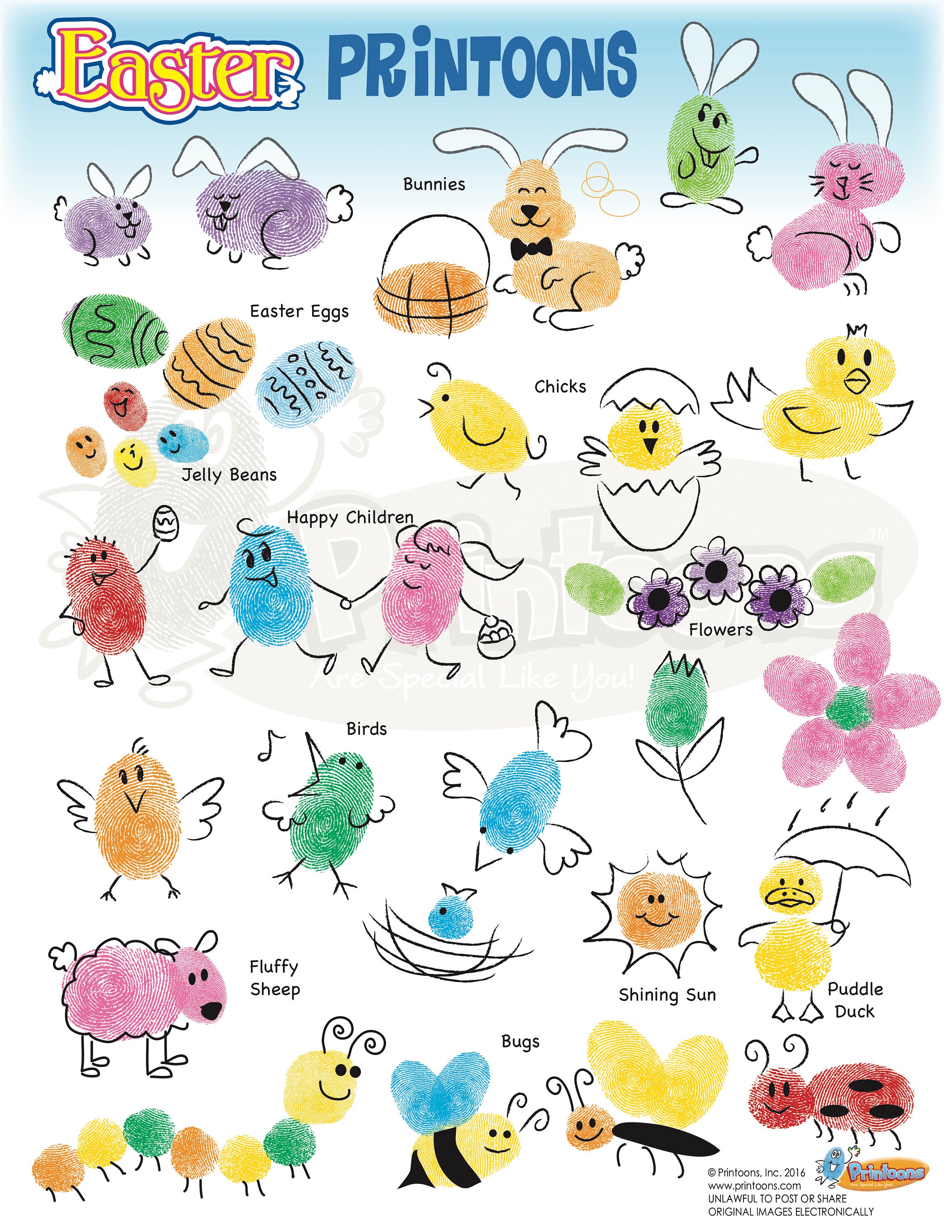 EASTER BOOK&POSTER Fingerprint Art, Easter Digital download Fingerprint ...