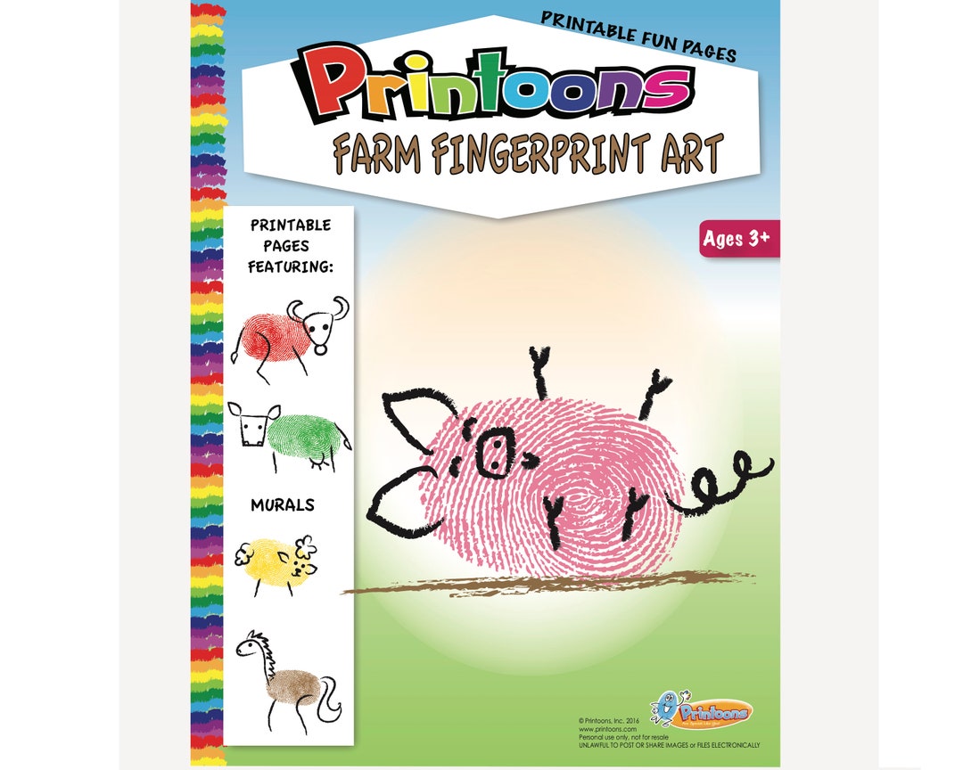 FARM THUMBPRINT Art, Farm Animal Worksheets, Farm DIY, Farm Art and ...