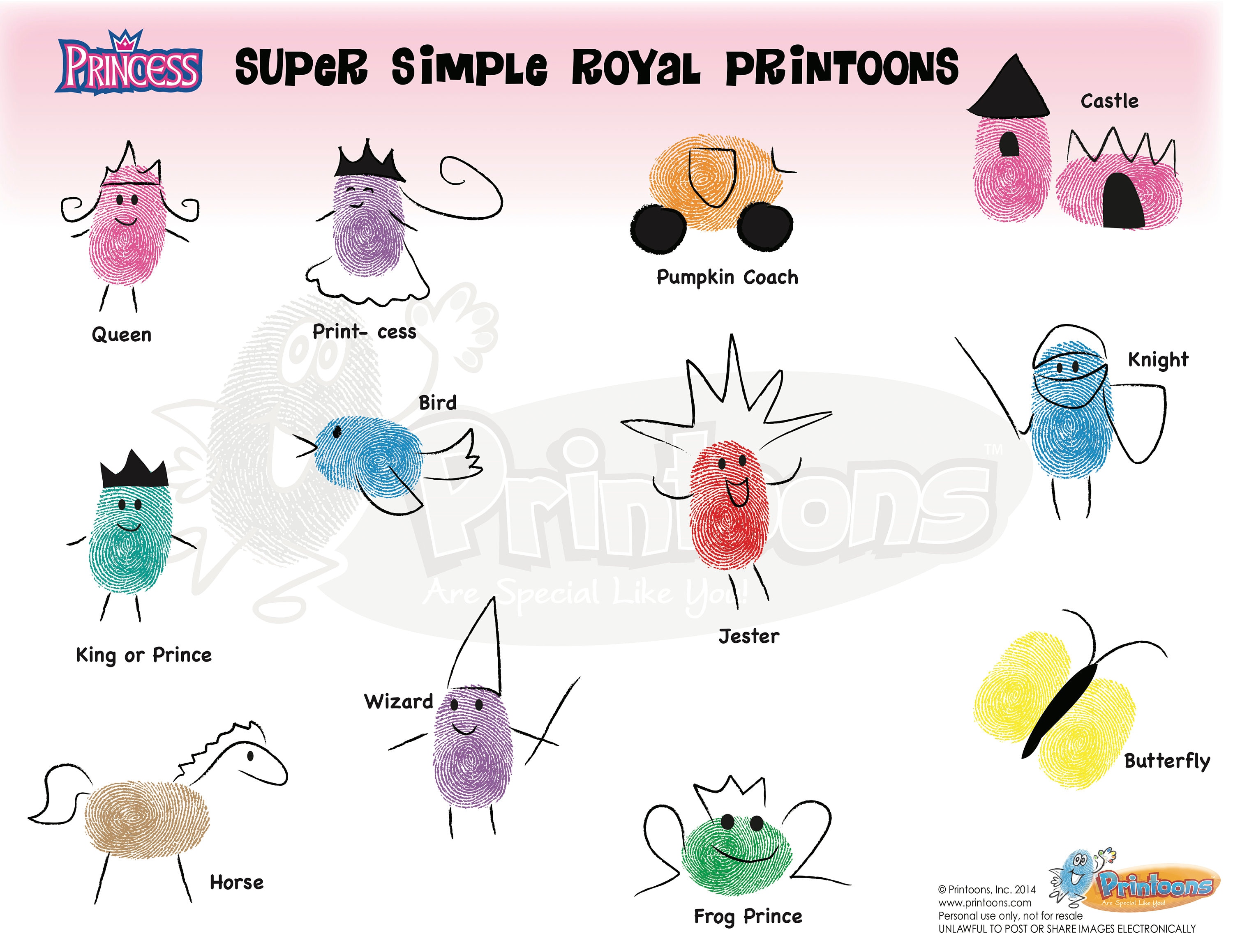 PRINCESS LEARNING Thumbprint Art Princess Worksheets - Etsy