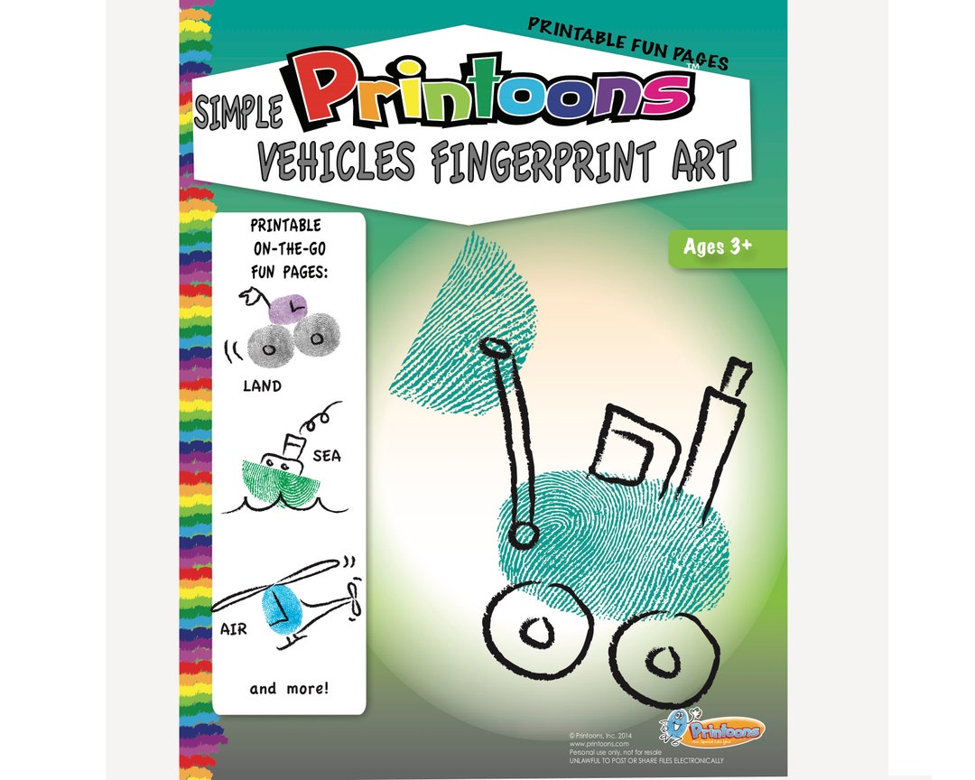 VEHICLES THUMBPRINT Art, Cars & Trucks Fingerprint Art Digital Download ...