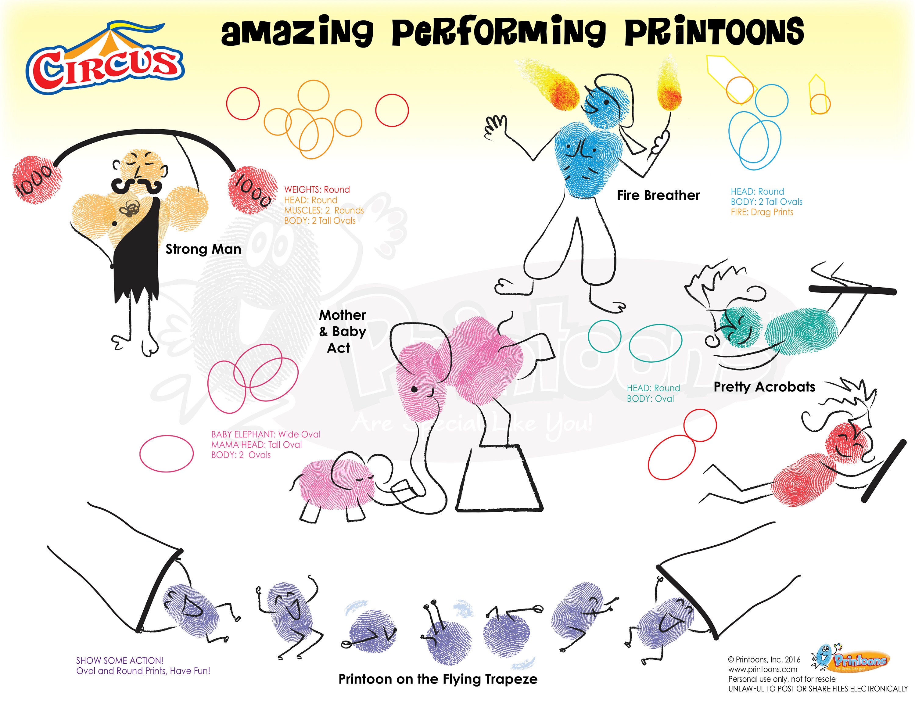 CIRCUS BOOK & POSTER Fingerprint Art, Circus Worksheets, Circus Digital ...