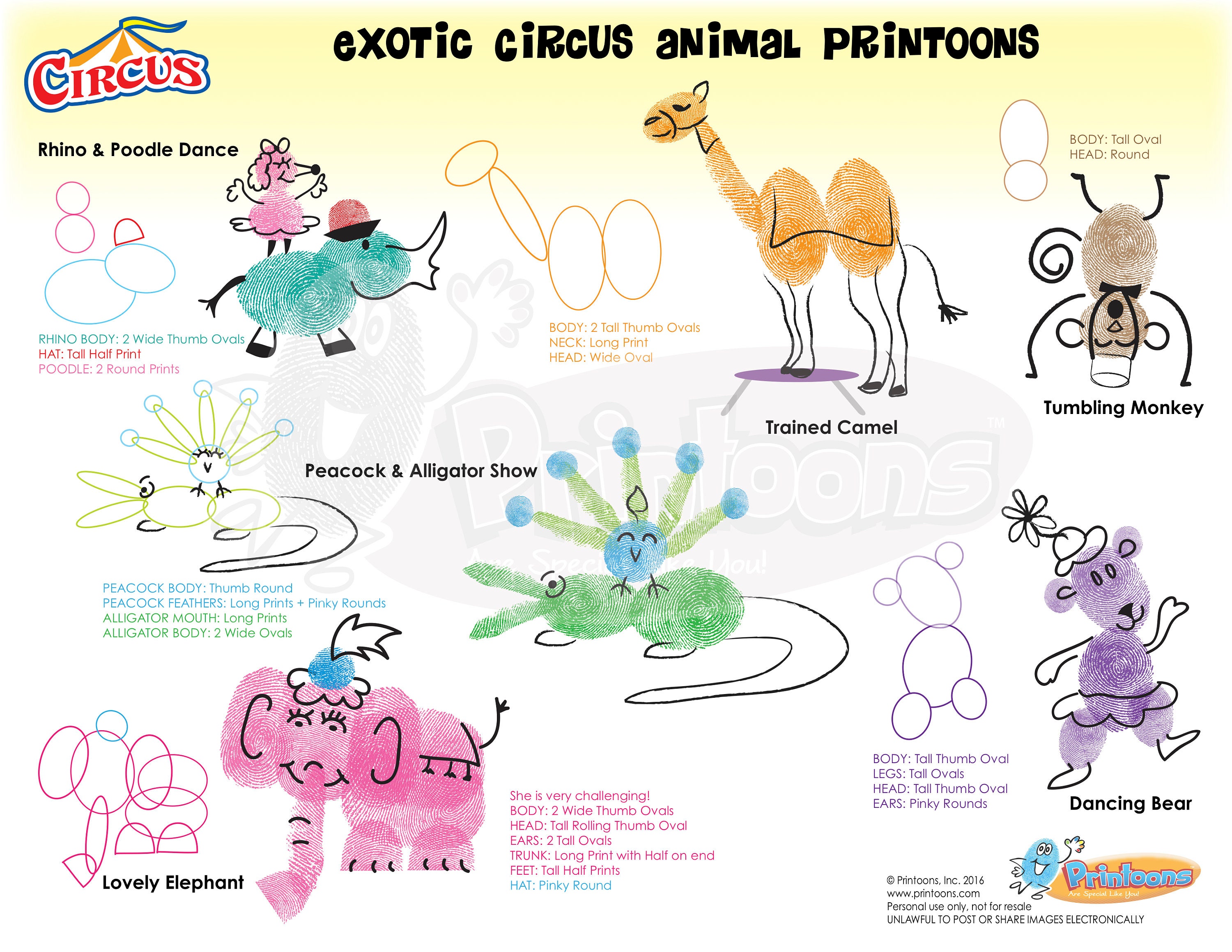CIRCUS BOOK & POSTER Fingerprint Art, Circus Worksheets, Circus Digital ...