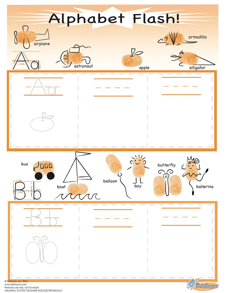 ALPHABET FLASH Cards Thumbprint Art and Letter Forming Learn - Etsy