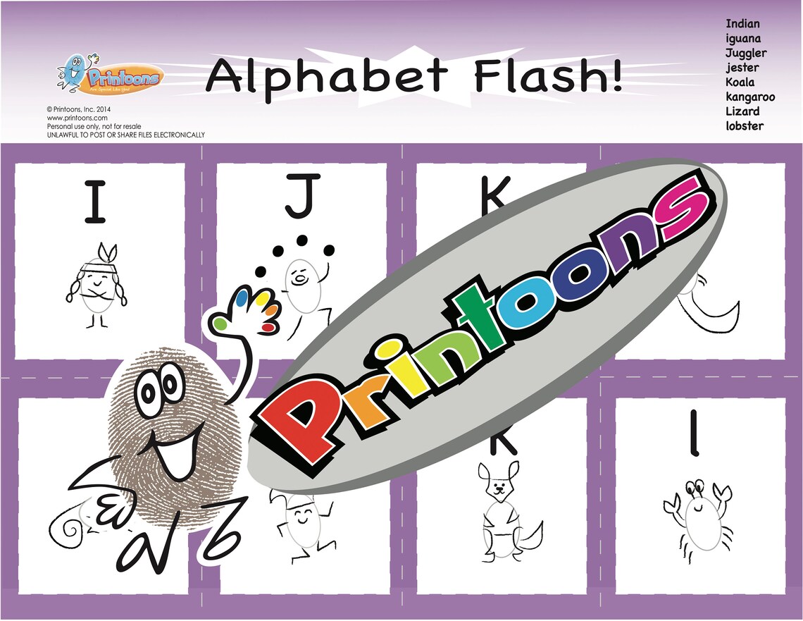 ALPHABET THUMBPRINT FLASH Cards, Preschool Alphabet Worksheets, Home ...