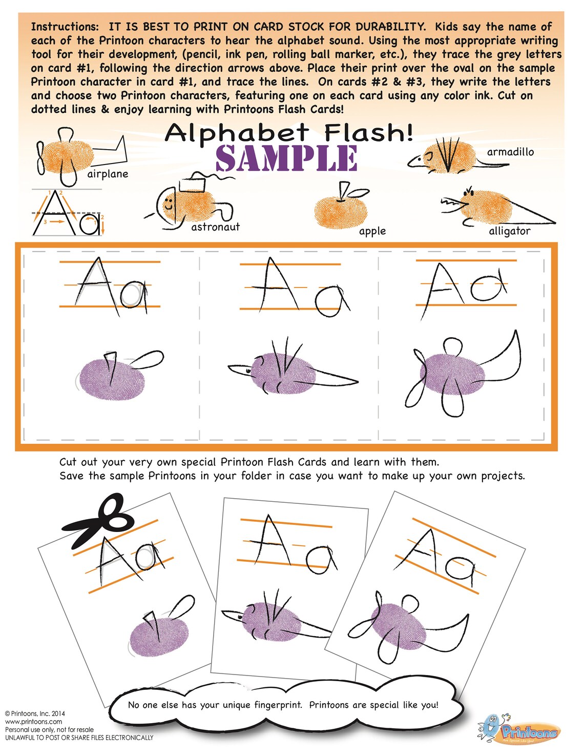 ALPHABET FLASH Cards Thumbprint Art and Letter Forming Learn - Etsy