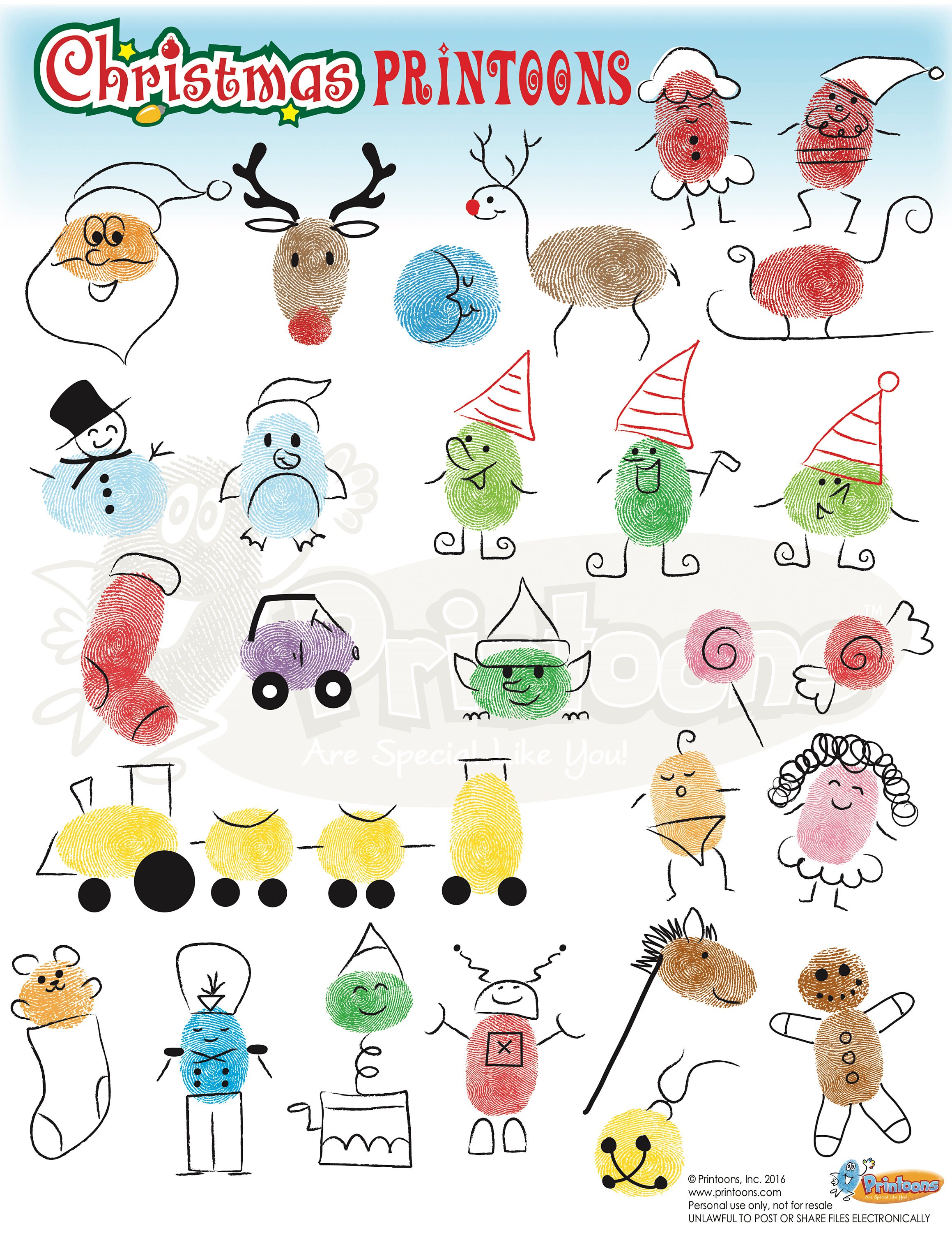 CHRISTMAS THUMBPRINT CRAFTS Christmas Fingerprint Art Downloadable Kit CHRISTMAS THUMBPRINT CRAFTS Christmas Fingerprint Art Downloadable Kit