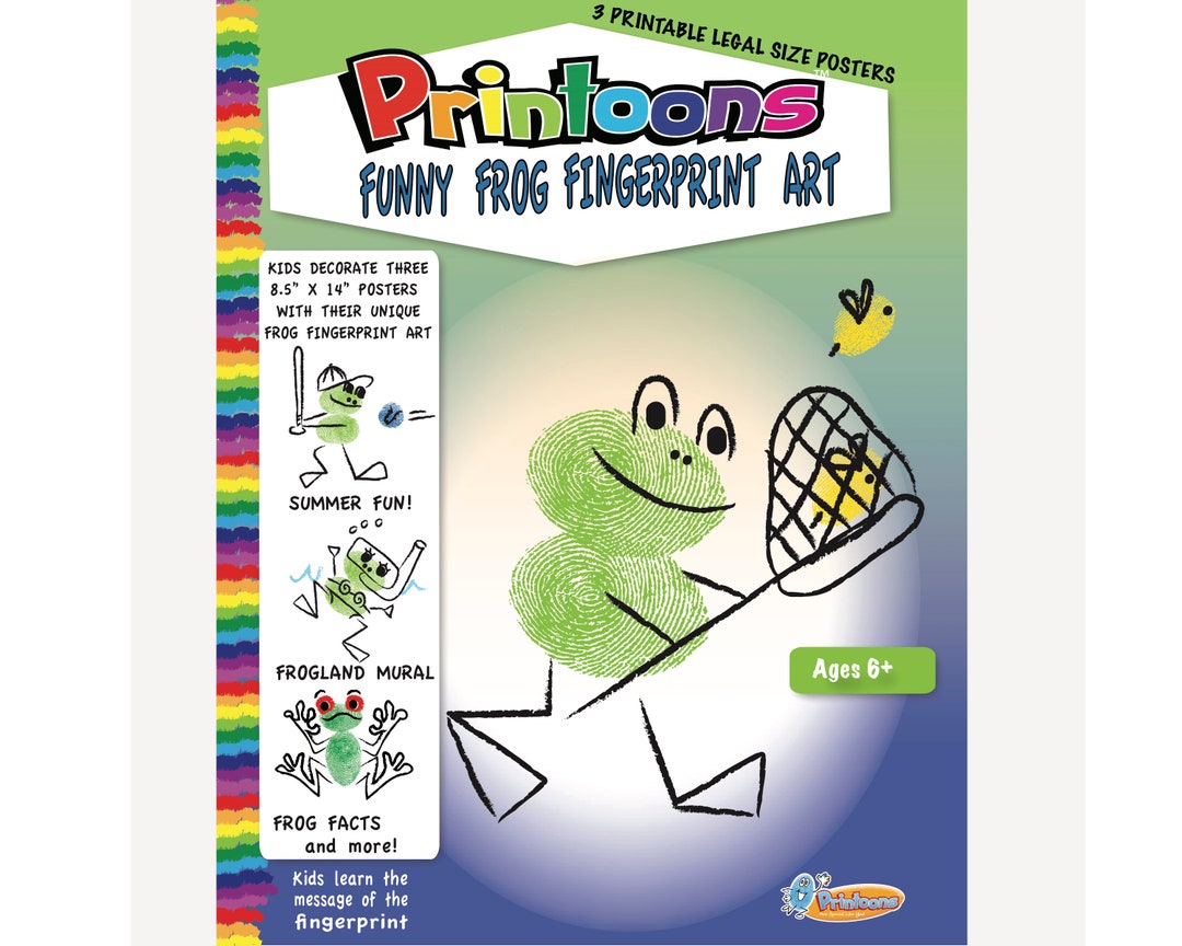 FROG POSTERS FINGERPRINT Art, Frog Digital Download Fingerprint Art Kit ...