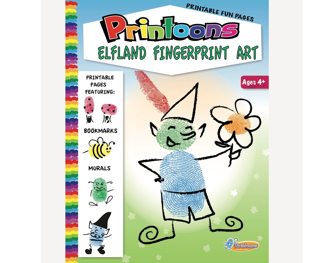 ELF THUMBPRINT ART, Elf Digital Download Fingerprint Art Kit, Elf ...