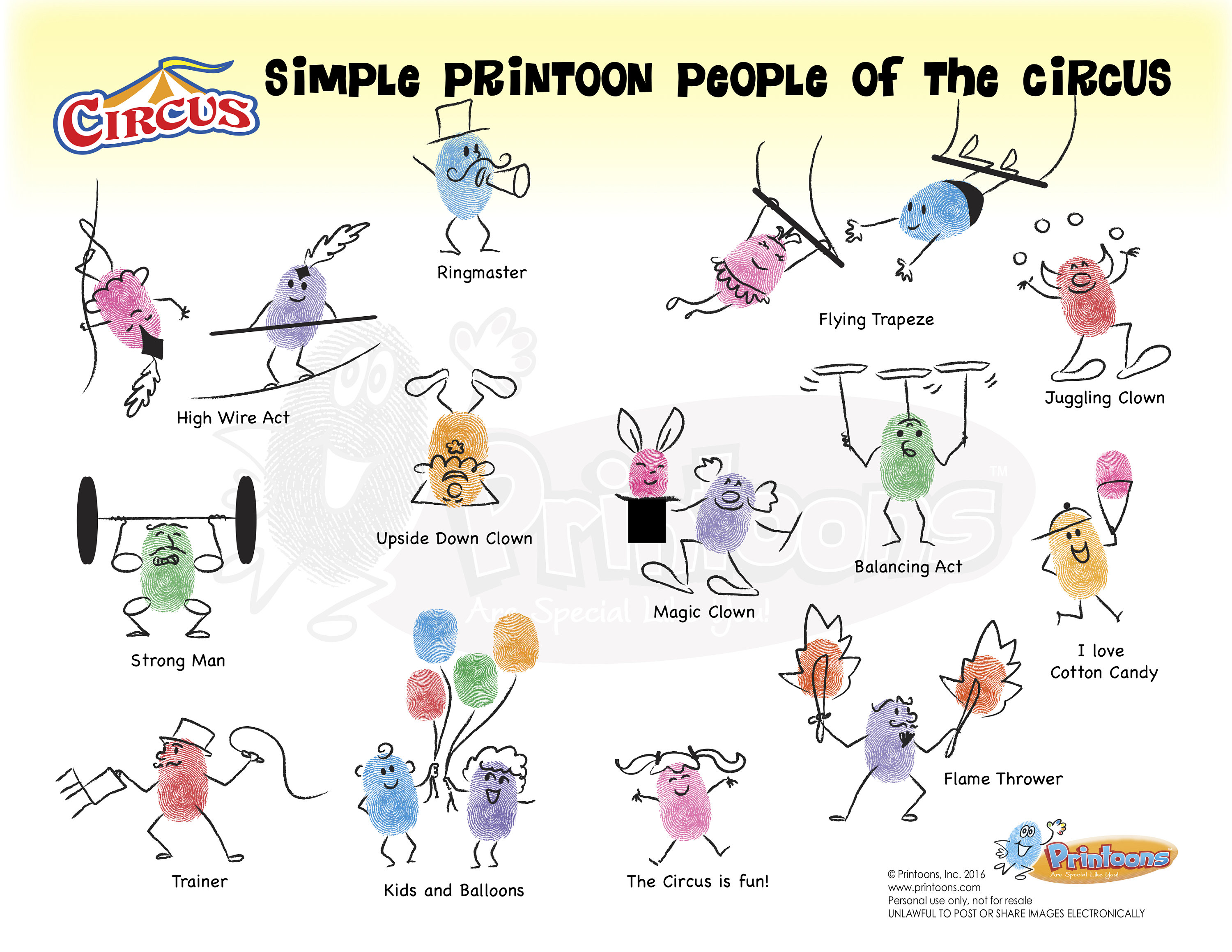 CIRCUS THUMBPRINT CRAFT, Circus Fingerprint Art, Circus Diy, Circus ...