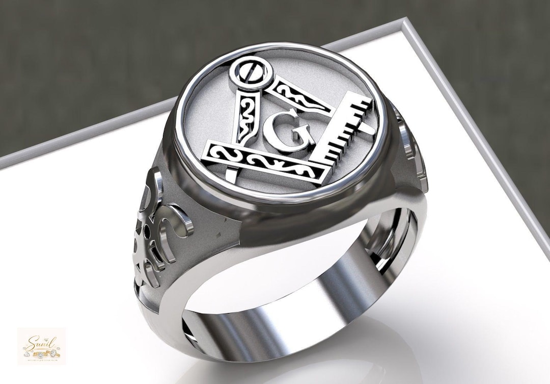 Freemason Signet Ring: Oxidized Freemasonic Symbol,handmade Master ...