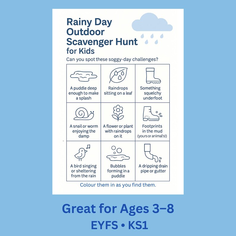 Outdoor Rainy Weather Scavenger Hunt for Kids – Nature Hunt Printable ...