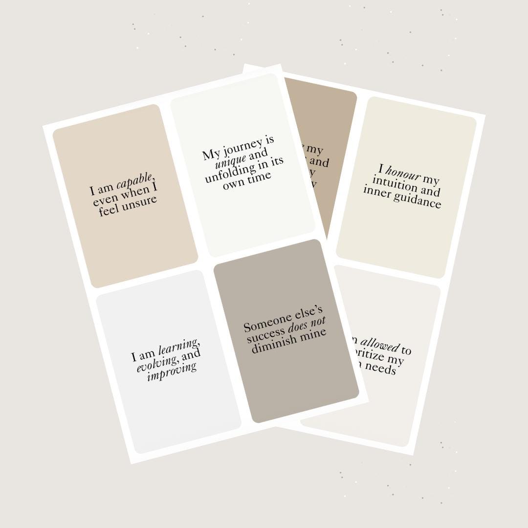 Self-compassion Affirmation Cards | Neutral Tones - Etsy