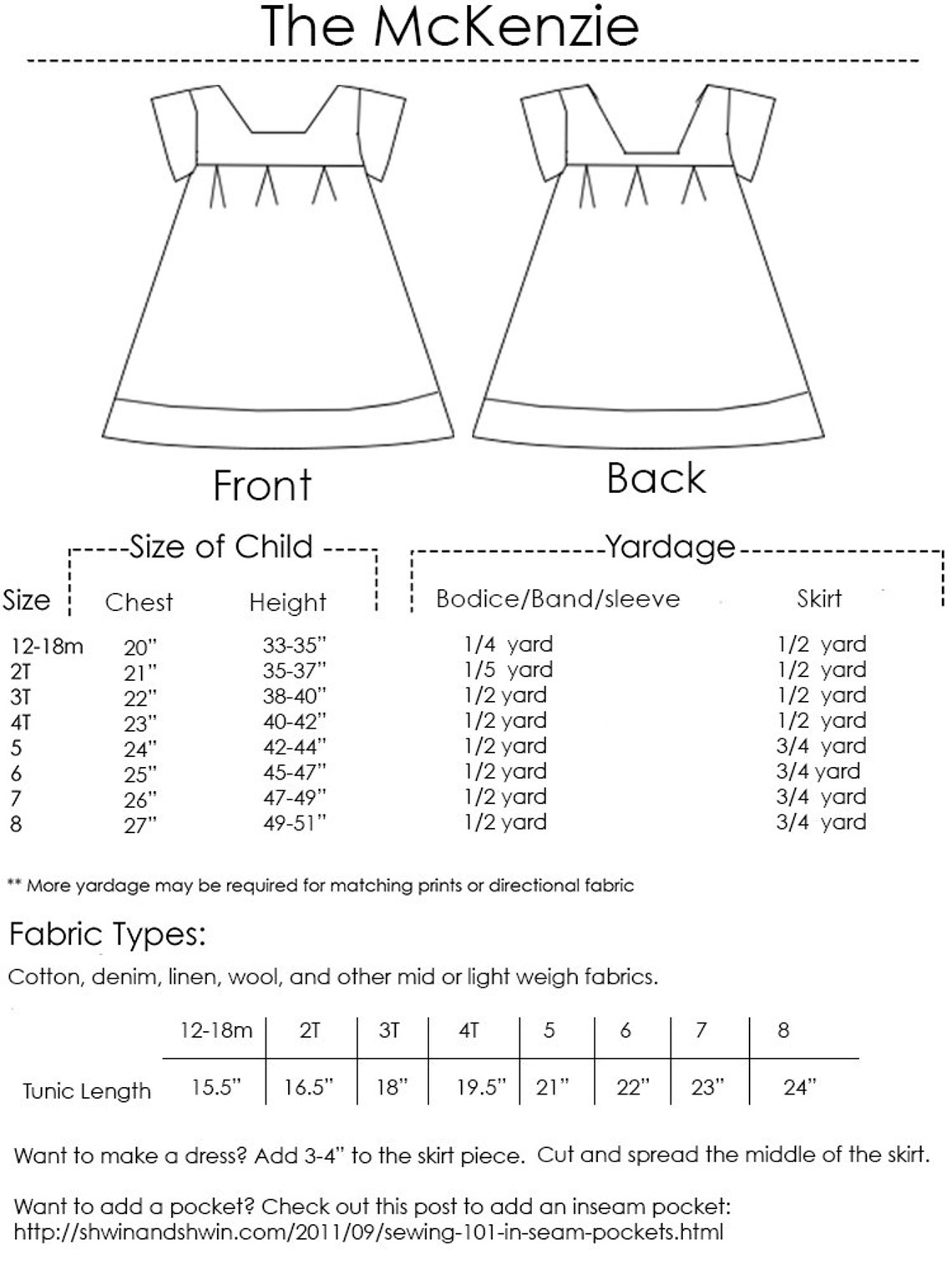 Mckenzie Tunic PDF Sewing Pattern - Etsy