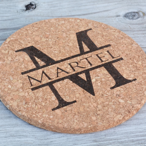 Custom Laser Engraved Cork Hot Plate, Trivet, Tea Pot Cozy, Monogram ...