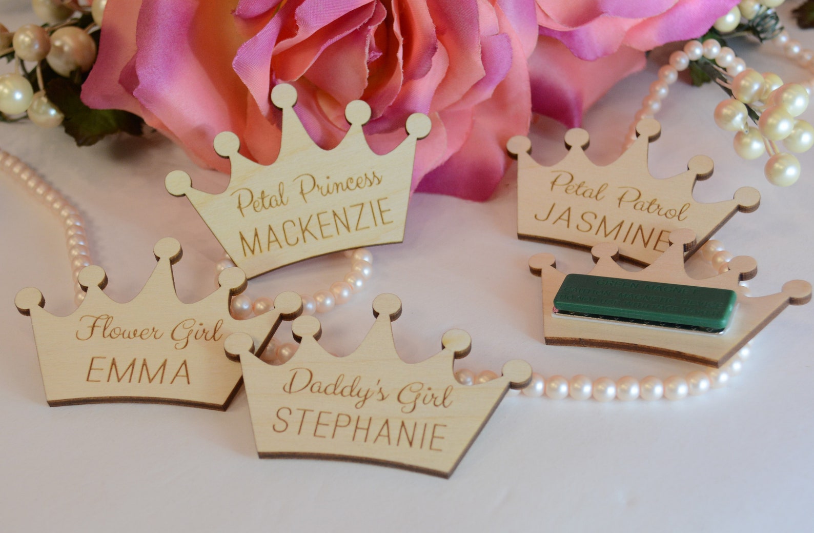 Petal Princess Badge, Princess Tag, Wedding Name Tag, Flower Girl Tag ...