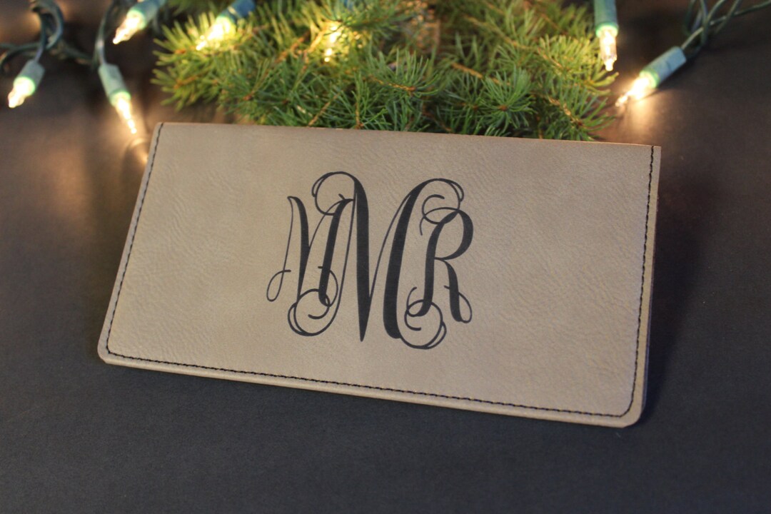 Personalized Faux Leather Checkbook Cover, Monogrammed Check Book Cover ...