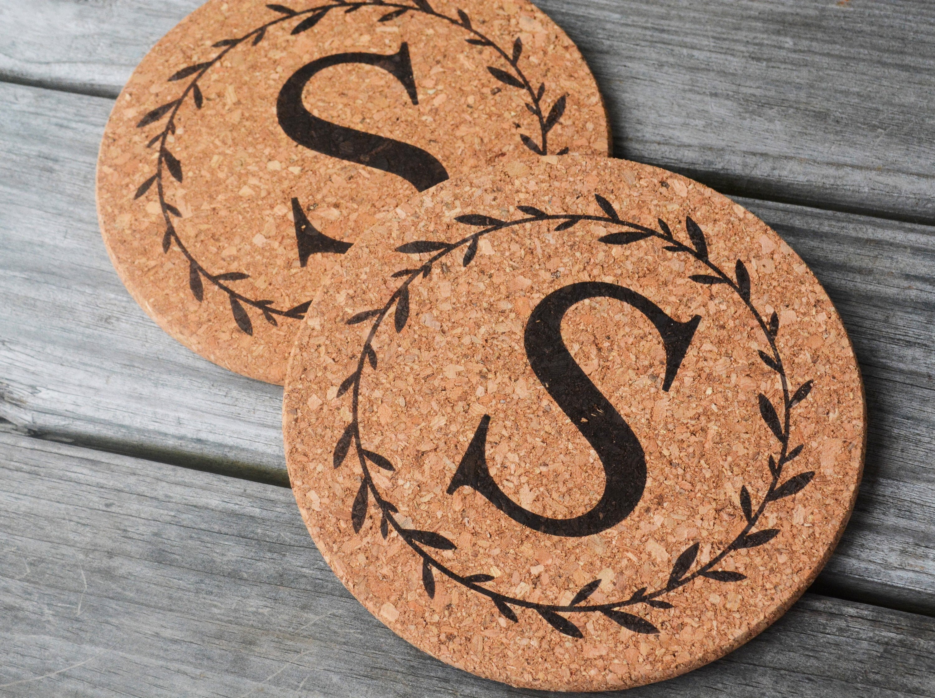 1 Personalized Trivet Monogrammed Cork Trivet Engraved | Etsy