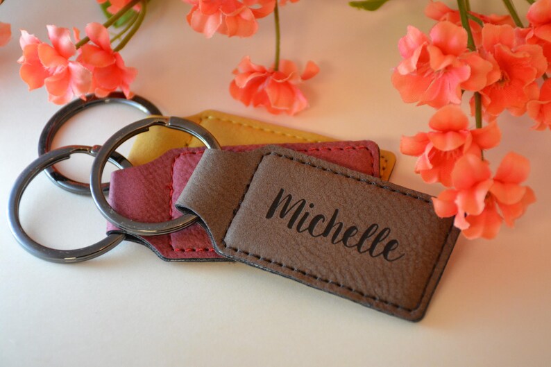 Personalized Keychain Vegan Leather Keychain Vegan Key | Etsy