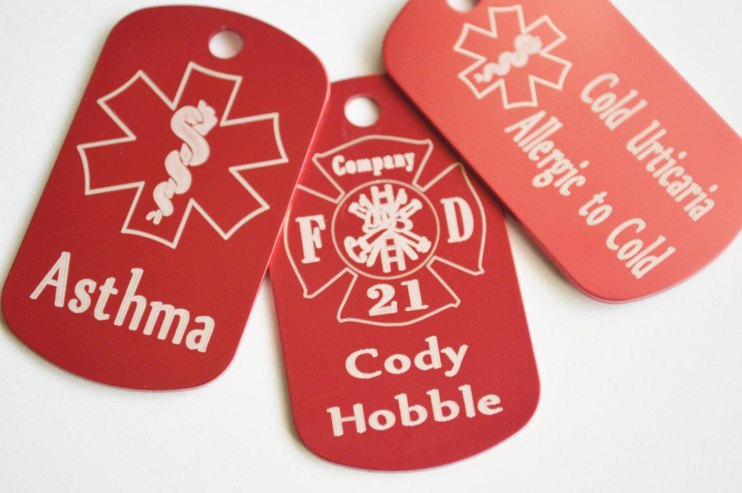 Medical Alert Tag, Dog Tag, Emergency Contact, Personalized Medical Tag ...