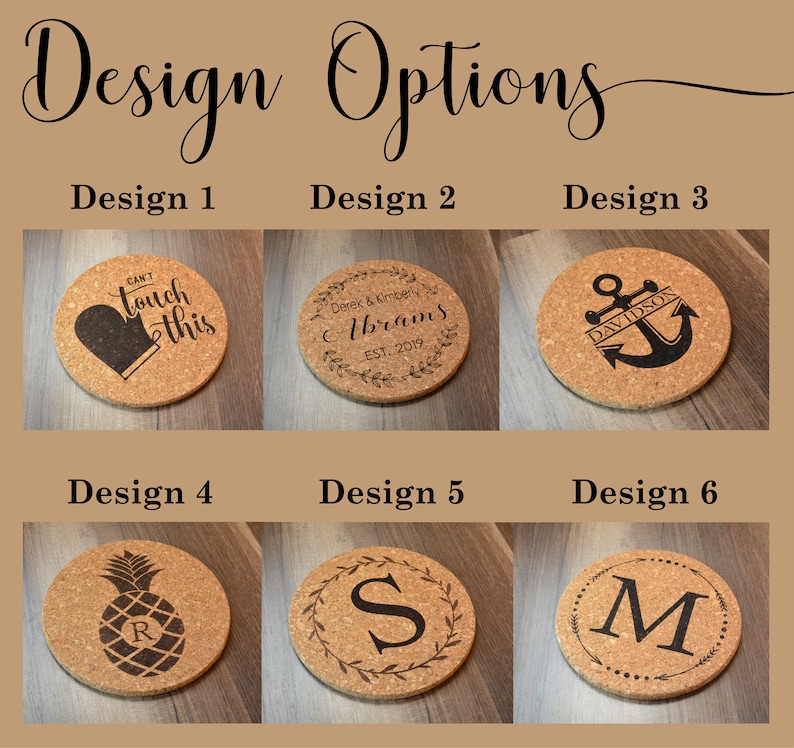 CHOOSE YOUR DESIGN Personalized Trivet Monogrammed Cork | Etsy