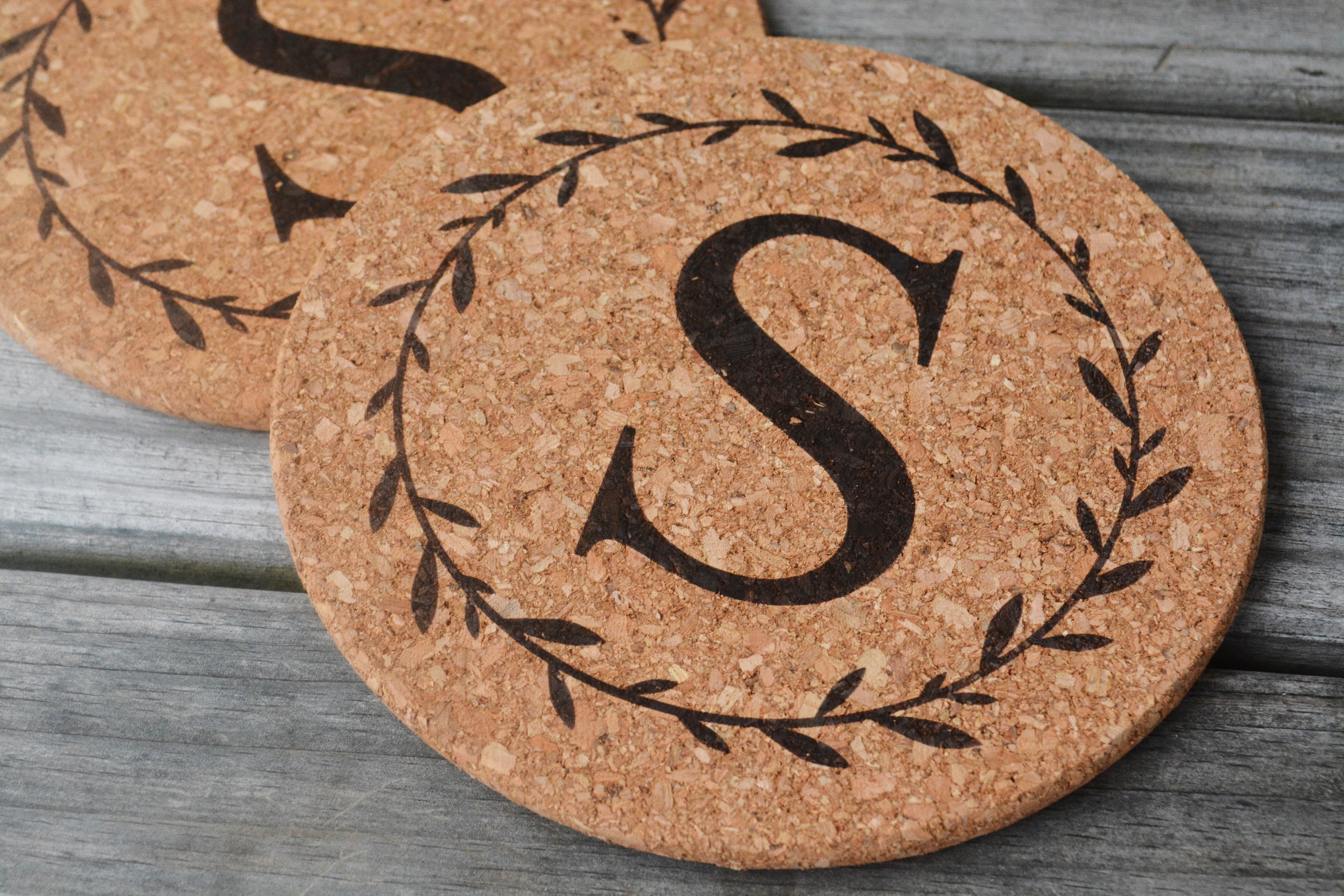 1 Personalized Trivet Monogrammed Cork Trivet Engraved | Etsy