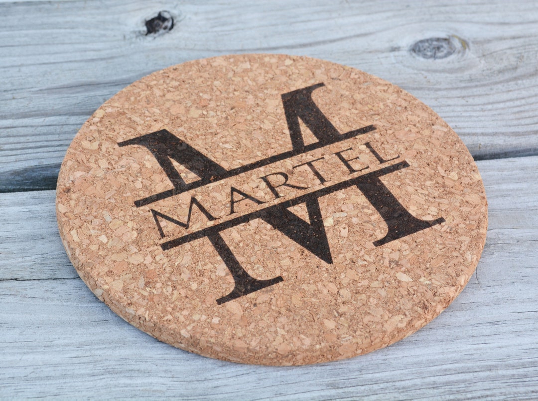 Personalized Trivet, Monogrammed Cork Trivet, Engraved Trivet, Kitchen ...