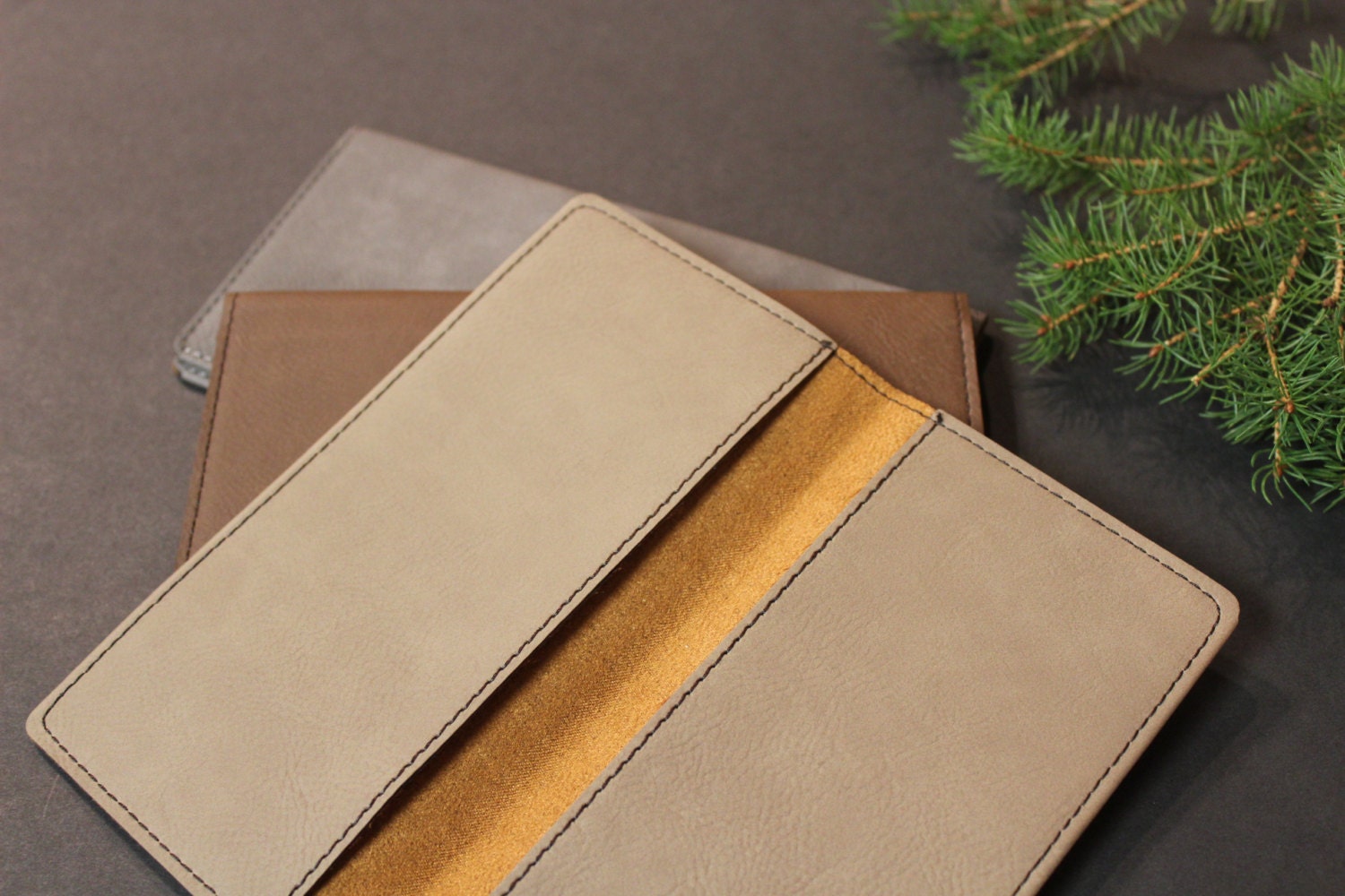 Personalized Faux Leather Checkbook Cover, Check Book Pocket, Engraved ...