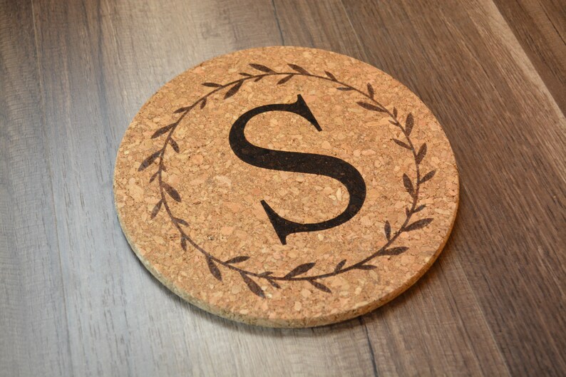 1 Personalized Trivet Monogrammed Cork Trivet Engraved - Etsy