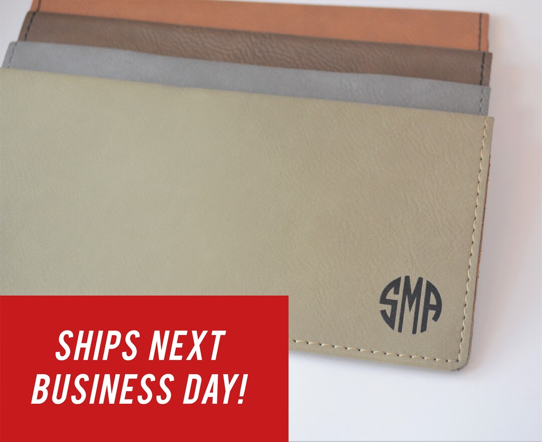 Minimalist Checkbook Cover, Monogrammed Checkbook Wallet, Vegan ...