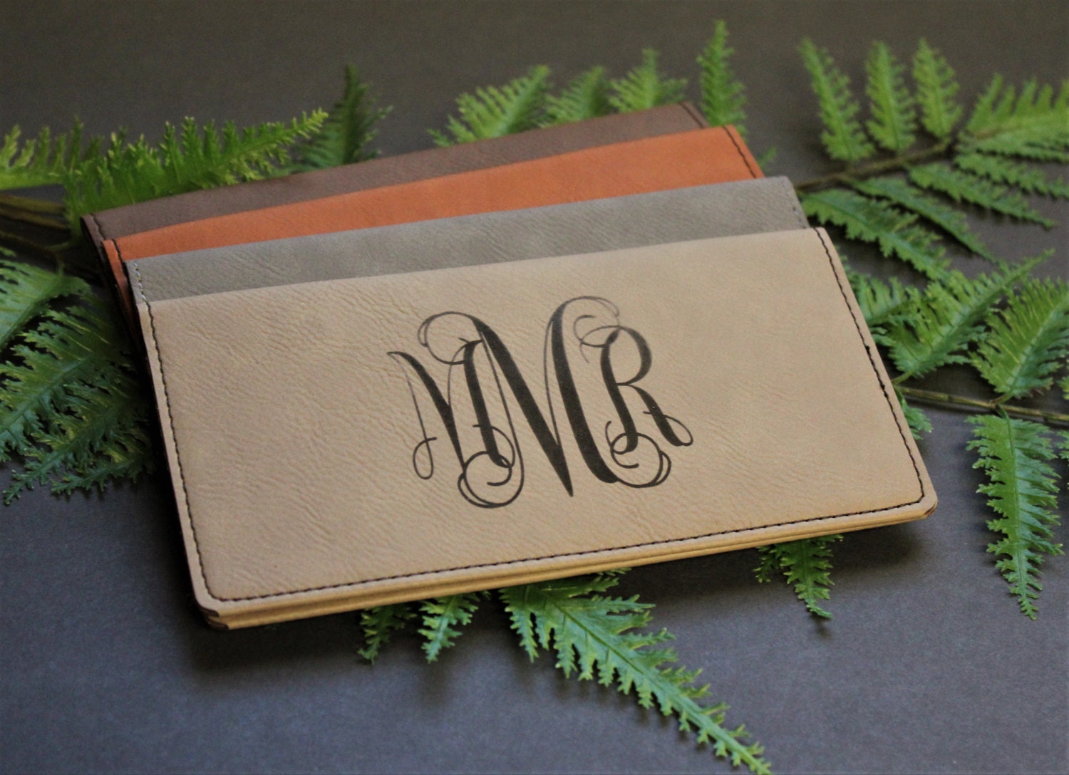 Personalized Faux Leather Checkbook Cover, Check Book Pocket, Engraved ...