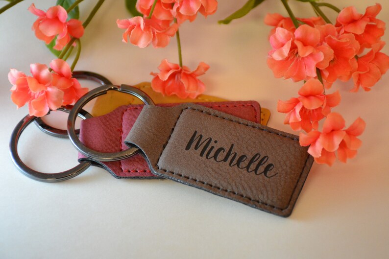 Personalized Vegan Leather Keychain Vegan Key Chain Key Fob | Etsy