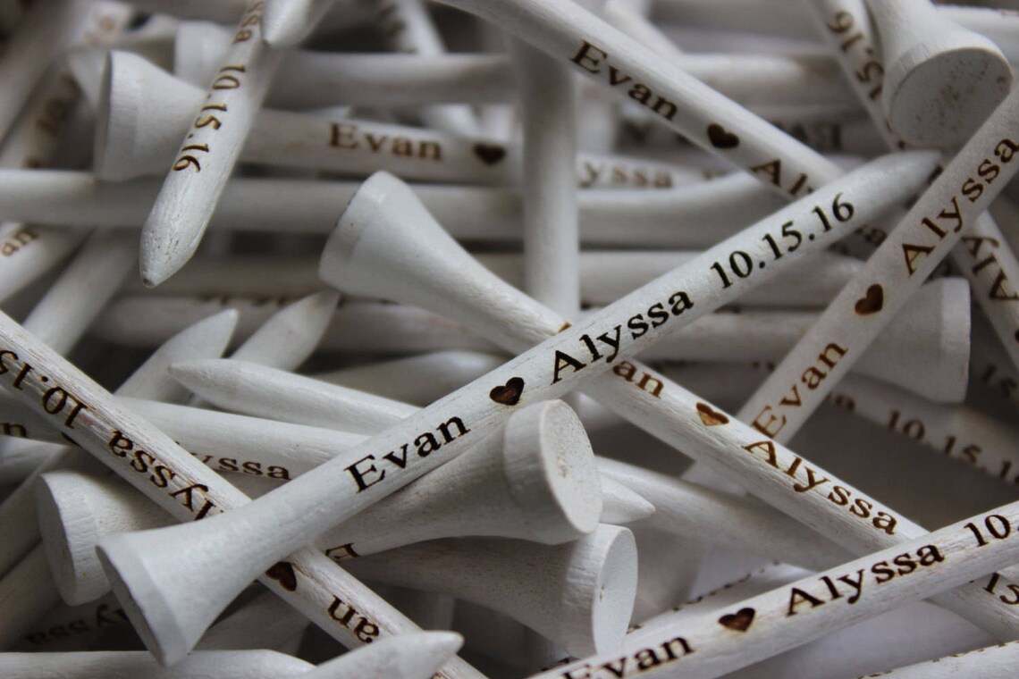 150 White Personalized Golf Tees Engraved Golf Tees Wedding | Etsy