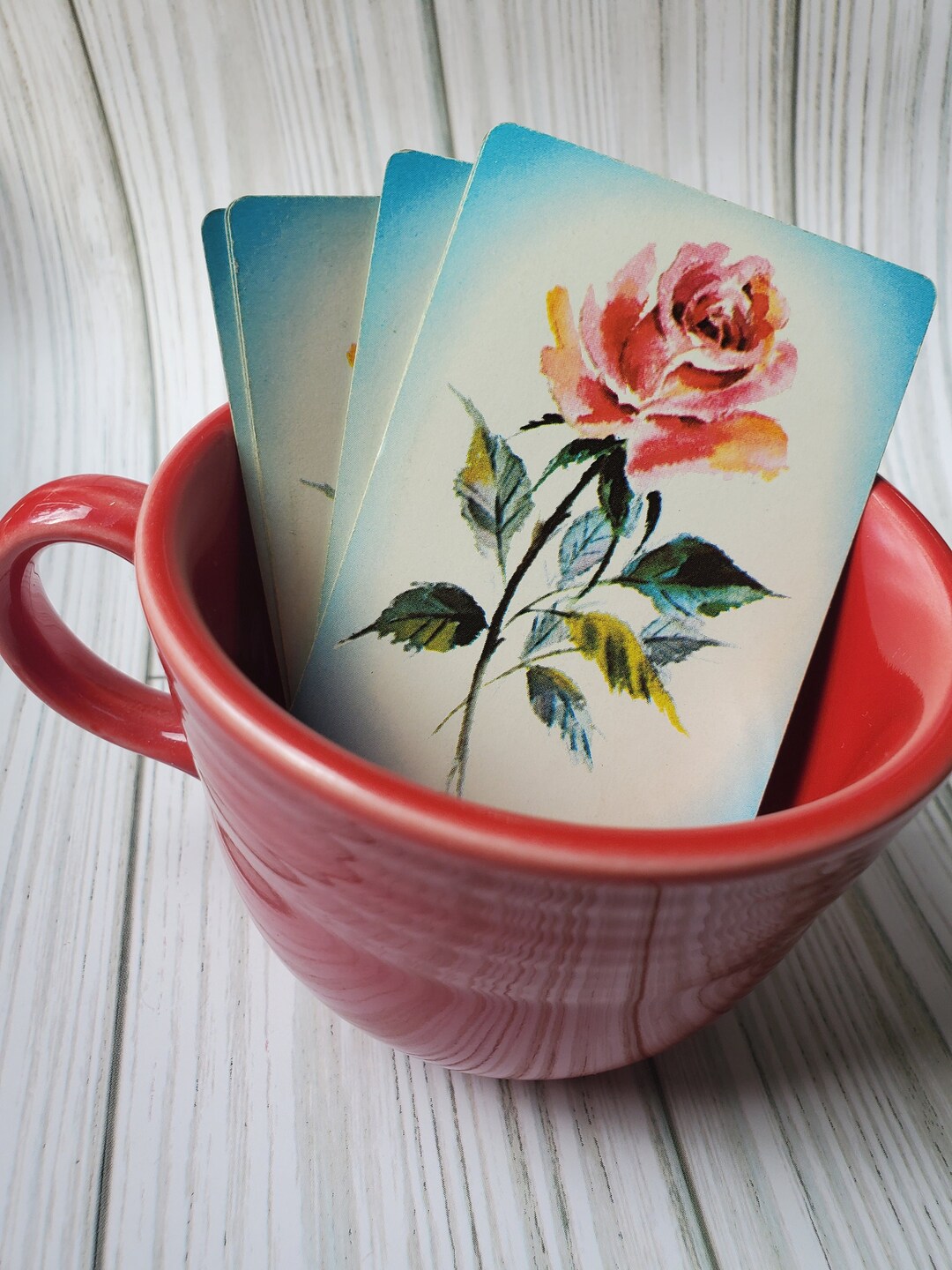 Vintage Red Rose Playing Cards - Etsy