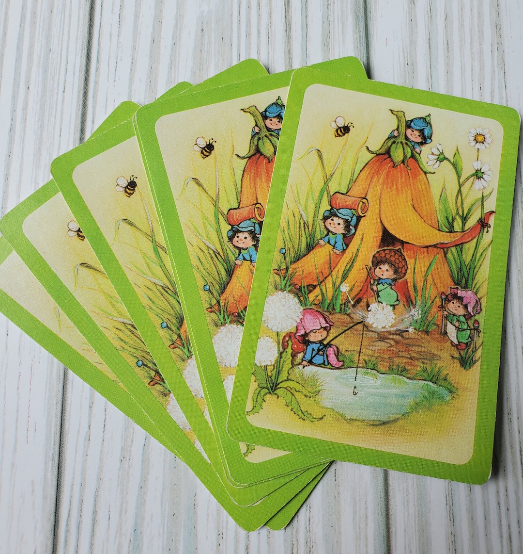 Vintage Woodland Frolic Playing Cards Green - Etsy
