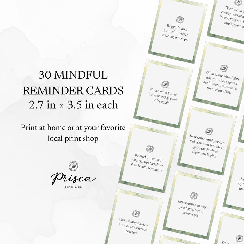 Printable Mindful Reminder Cards Daily Intention Quotes Slow Living ...