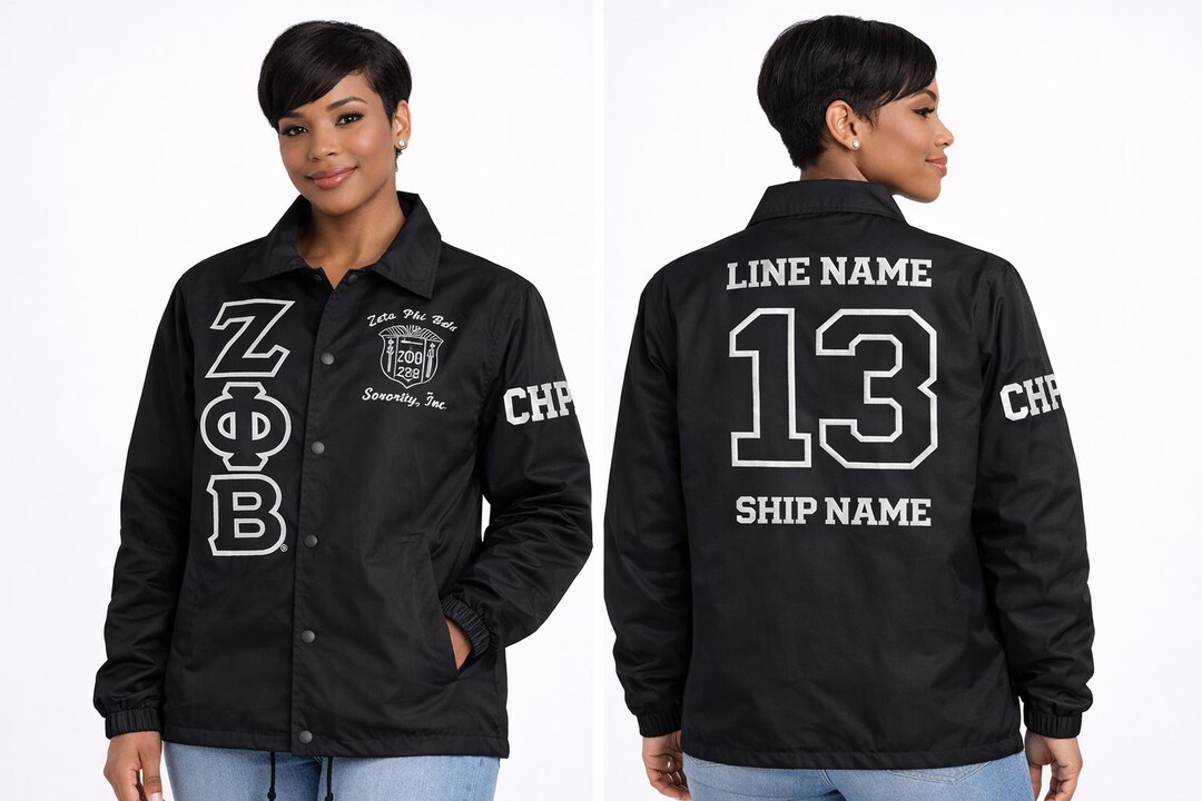 Zeta Phi Beta Black Line Jacket Custom, Greek Coaches Jacket ...