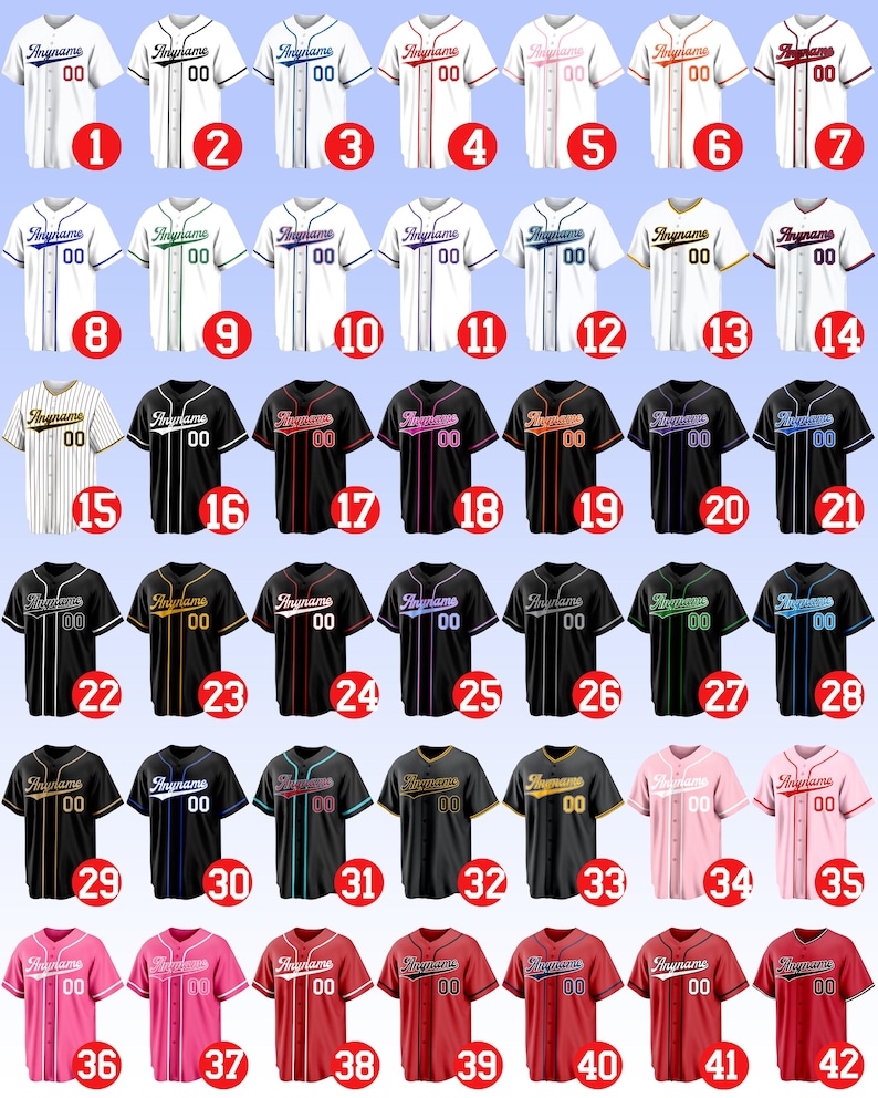Custom Baseball Jersey Personalized Team Shirt Name Number Logo Make ...