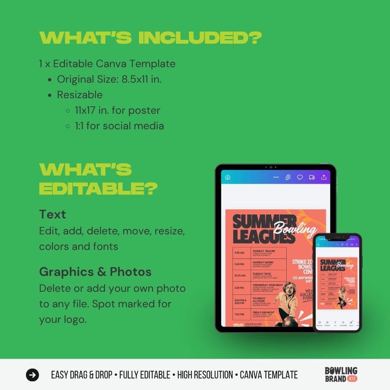 Bowling League Flyer Template (editable in Canva) - Etsy